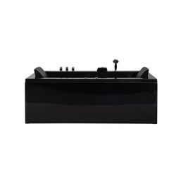 Beliani Whirlpool Badewannen VARADERO in Schwarz/Silber - (W) 90 x (H) 66 x (L) 183 cm | Gr.: onesize