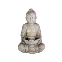 MARELIDA LED Brunnen Buddha Zierbrunnen H: 45cm in grau | Gr.: onesize