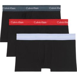 Trunk "LOW RISE TRUNK 3PK", Herren, Gr. XL (54), 3 Stk., schwarz bodies w, ink, adrenaline rush, Jersey, Obermaterial: 95% Baumwolle, 5% Elasthan, Calvin Klein Underwear, k&ouml;rpernah, Unterhosen, mit Logoschriftz&uuml;gen