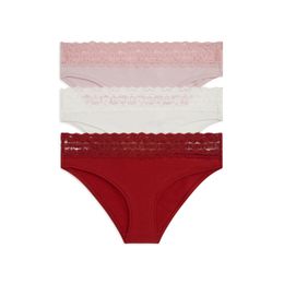 Bikinislip, Damen, Gr. XL (42/44), 3 Stk., bonita pink, ivory, schwarz magma, Webqualit&auml;t, Obermaterial: 95% Baumwolle, 5% Elasthan, Tommy Hilfiger Underwear, unifarben, k&ouml;rpernah, Unterhosen, K&ouml;rpernahe Passform mit elastischem Spitzenbund