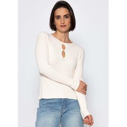 SASSYCLASSY Rippstrickoberteil mit Cut-Outs in Creme | Gr.: S