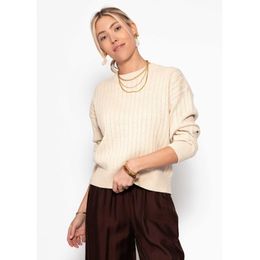 SASSYCLASSY Feinstrickpullover mit strukturierten Streifen in Beige | Gr.: L