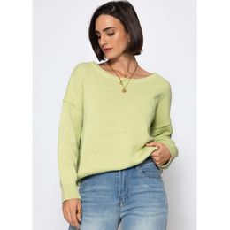 SASSYCLASSY Oversize Baumwoll-Pullover mit R&uuml;ckennaht in Hellgr&uuml;n | Gr.: L