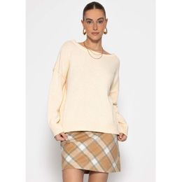 SASSYCLASSY Oversize Baumwoll-Pullover mit R&uuml;ckennaht in Creme | Gr.: L