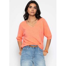 SASSYCLASSY Strickoberteil mit V-Ausschnitt in Koralle | Gr.: S