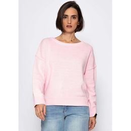 SASSYCLASSY Oversize Baumwoll-Pullover mit R&uuml;ckennaht in Rosa | Gr.: L