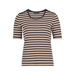Betty Barclay Basic Shirt mit Rippenstruktur in Beige/Dark Blue | Gr.: 40