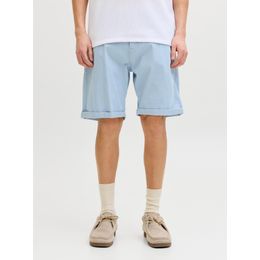 Jack & Jones Shorts JACK & JONES "JPSTRICK DYLAN ORIGINAL SHORTS", Herren, Gr. L, N-Gr, blau (celestial blau), Web, Obermaterial: 98% Baumwolle, 2% Elasthan, unifarben, regular fit knielang, Hosen Shorts