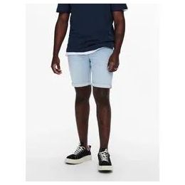 Only & Sons Jeansshorts ONLY & SONS "ONSPLY LIGHT BLUE 5189 SHORTS DNM NOOS", Herren, Gr. M, N-Gr, blau (blau denim), Denim/Jeans, Obermaterial: 72% Baumwolle, 26% Polyester, 2% Elasthan, unifarben, Basic schmal, Jeans Jeansshorts