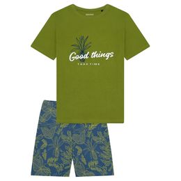 Schiesser Schlafanzug Nightwear Cotton in Grasgr&uuml;n | Gr.: 152