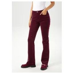 Cordhose Aniston CASUAL, Damen, Gr. 36, N-Gr, rot (bordeaux), Cord, Obermaterial: 98% Baumwolle, 2% Elasthan, leicht gl&auml;nzend, unifarben, sehr figurbetont lang, Hosen Cordhose, in trendiger Bootcut-Form