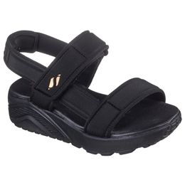 Sandale Skechers "UNO LITE SANDAL-SUNNY STAND", M&auml;dchen, Gr. 34, schwarz, Textil, unifarben, Schuhe Sandale, Sommerschuh mit Plateausohle, Gr&ouml;&szlig;enschablone zum Download