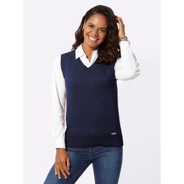 Pullunder Casual Looks "Pullunder", Damen, Gr. 46, blau (marine), 50% Baumwolle, 50% Polyacryl, unifarben, Pullover Pullunder