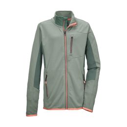 Strickjacke Killtec "KOS 140 BYS FLX JCKT", Jungen, Gr. 164, hellgr&uuml;n, Obermaterial: 100% Polyester, Strickjacken Strickjacke, Colourblock-Design, 2-Wege-Stretch, Kinnschutz, vielseitig einsetzbar