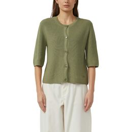 Strickjacke s.Oliver, Damen, Gr. 46, khaki, Strick, Obermaterial: 60% Baumwolle, 40% Polyacryl, unifarben, normal h&uuml;ftbedeckend, Rundhals, B&uuml;ndchen, Strickjacken Strickjacke, halbarm, mit Knopfleiste