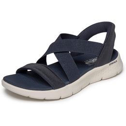 Sandale Skechers "GO WALK FLEX SANDAL-GLIMMER UP", Damen, Gr. 35, navy, Textil, Glitzer, Schuhe Sandale, Sommerschuh, Schlupfschuh mit Goga Mat Foatbed