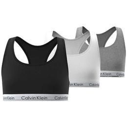 Bralette "3PK BRALETTE", Damen, Gr. 140/146, N-Gr, 3er sortiert, Jersey, Obermaterial: 95% Baumwolle, 5% Elasthan, Calvin Klein Underwear, Basic, k&ouml;rpernah, BHs Bralette, mit Logobund