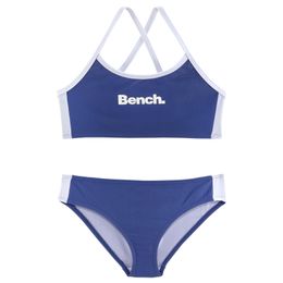 Bustier-Bikini Bench., M&auml;dchen, Gr. 146/152, N-Gr, blau (blau, wei&szlig;), Polyamid, gestreift, Bikini-Sets, mit gekreuzten Tr&auml;gern