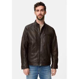 Camel Active Biker Lederjacke mit Innentaschen in Dunkelbraun | Gr.: 64