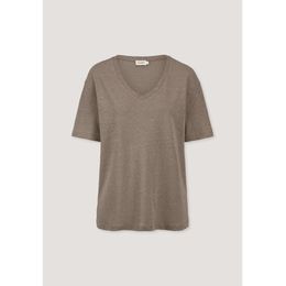 hessnatur T-Shirt Oversize aus Leinen und Bio-Baumwolle in mocca | Gr.: XS
