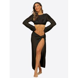 Imily Bela Set: Strandtuch und Strickjacke Damen Gr&ouml;&szlig;e M schwarz