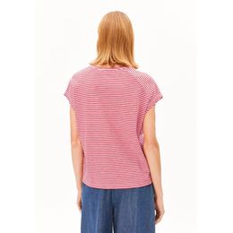 armedangels T-Shirt Slub Jersey Stripe in rot rosa | Gr.: XS