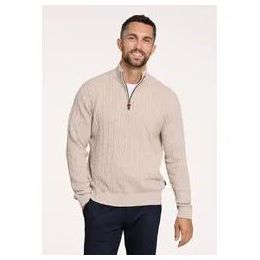 Troyer LINDBERGH "Troyer Relaxed Fit", Herren, Gr. M, wei&szlig; (sanftes wei&szlig; mel), Obermaterial: 100% Baumwolle, hoch geschlossener Ausschnitt, Pullover Troyer