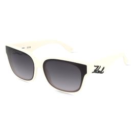 K by KARL LAGERFELD Karl Lagerfeld KL6161S | Unisex-Sonnenbrille | Fassung: Vollrand, Quadratisch, Acetat, Wei&szlig; | Glasfarbe: Grau Verlaufend
