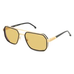 Carrera 1069/S | Herren-Sonnenbrille | Fassung: Vollrand, Quadratisch, Edelstahl, Schwarz Gelb | Glasfarbe: Gelb Spiegel Gr&uuml;n