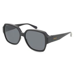 Polaroid PLD 9021/S Fitover | &Uuml;berzieh-Sonnenbrille | Unisex | Fassung: Quadratisch, Kunststoff, Schwarz | Glasfarbe: Grau