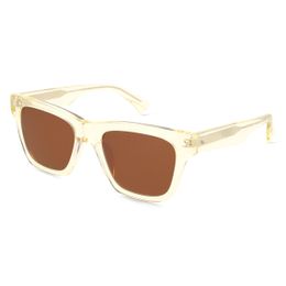 Fielmann Q 079 SUN FA NOEL | Unisex-Sonnenbrille | Fassung: Vollrand, Quadratisch, Acetat, Gelb Transparent | Glasfarbe: Braun