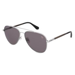 Woodfellas 10784 NESSELBURG | Unisex-Sonnenbrille | Fassung: Vollrand, Pilot, Metall, Schwarz Braun | Glasfarbe: Grau