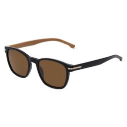HUGO BOSS Boss 1505/S | Herren-Sonnenbrille | Fassung: Vollrand, Quadratisch, Acetat, Schwarz Braun | Glasfarbe: Braun