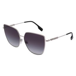 Burberry BE3143 | Damen-Sonnenbrille | Fassung: Vollrand, Quadratisch, Edelstahl, Silber | Glasfarbe: Grau Verlaufend