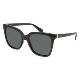 Polaroid PLD 4155/S/X | Damen-Sonnenbrille | Fassung: Vollrand, Quadratisch, Kunststoff, Schwarz | Glasfarbe: Grau