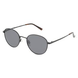 Fielmann BD 600 SUN CL BO | Unisex-Sonnenbrille | Fassung: Vollrand, Panto, Edelstahl, Schwarz Matt | Glasfarbe: Grau