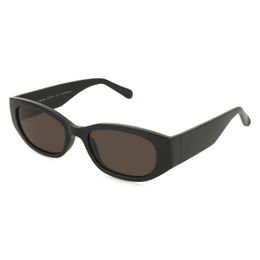Fielmann LD 050 SUN FA MEGHAN | Damen-Sonnenbrille | Fassung: Vollrand, Oval, Propionat, Schwarz Gl&auml;nzend | Glasfarbe: Grau