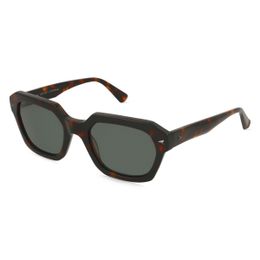 Fielmann LD 051 SUN FA CLIFF | Herren-Sonnenbrille | Fassung: Vollrand, Geometrisch, Acetat Extrudiert, Havanna Gl&auml;nzend | Glasfarbe: Gr&uuml;n