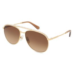 Swarovski SK7005 | Damen-Sonnenbrille | Fassung: Vollrand, Pilot, Metall, Gold | Glasfarbe: Braun Verlaufend