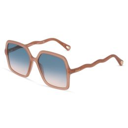 Chlo&eacute; Chlo&eacute; CH0086S | Damen-Sonnenbrille | Fassung: Vollrand, Quadratisch, Acetat, Beige Transparent | Glasfarbe: Gr&uuml;n Verlaufend