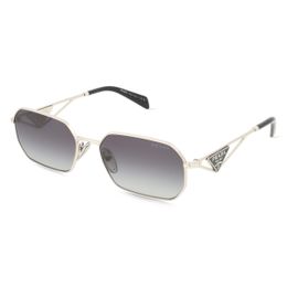 Prada 51S | Damen-Sonnenbrille | Fassung: Vollrand, Quadratisch, Metall, Silber | Glasfarbe: Grau Verlaufend