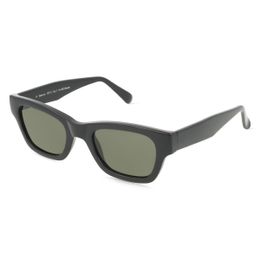 Fielmann MC 631 SUN FA SKY II | Unisex-Sonnenbrille | Fassung: Vollrand, Quadratisch, Acetat Spritzguss, Schwarz Gl&auml;nzend | Glasfarbe: Gr&uuml;n