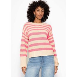 SASSYCLASSY Gestreifter Baumwoll-Pullover in Rosa | Gr.: M