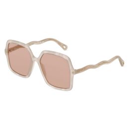Chlo&eacute; Chlo&eacute; CH0086S | Damen-Sonnenbrille | Fassung: Vollrand, Quadratisch, Acetat, Creme Gl&auml;nzend | Glasfarbe: Orange