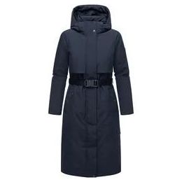 Wintermantel Navahoo "Waldbummler 14", Damen, Gr. XL (42), navy, Obermaterial: 100% Polyester. Innenfutter: 100% Polyester. Wattierung: 100% Polyester. &Auml;rmelfutter: 100% Polyester, tailliert knielang, hoch geschlossener Ausschnitt, &Auml;rmel ohne &Auml;rmelschlitz Rippstrickb&uuml;ndchen, M&auml;ntel Wintermantel, Wasserabweisender Winterparka mit Kapuze und Tailleng&uuml;rtel