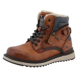 Winterboots Mustang SHOES "Donato", M&auml;dchen, Gr. 37, cognac, Lederimitat, Textil, unifarben mit Farbeinsatz, Schuhe Winterboots, Schn&uuml;rboots, Outdoorboots mit TEX-Membrane