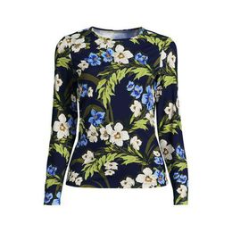 LANDS' END Schnelltrocknendes LSF 50 Sonnenschutz-Badeshirt in Lang-Gr&ouml;&szlig;e, Damen,  Blau, Nylon-Mischung, by Lands' End