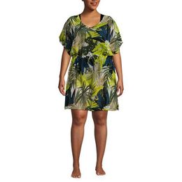 LANDS' END Kaftan-Strandkleid aus strukturiertem Modal, Damen,  Gr&uuml;n, Kunstseide, by Lands' End