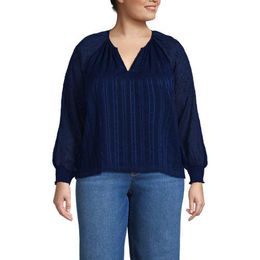 LANDS' END Bestickte Chiffonbluse, Damen,  Blau, Polyester, by Lands' End