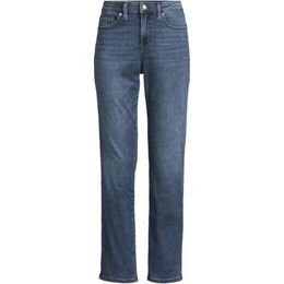 LANDS' END All-Day CoolMax Straight Fit Jeans Mid Waist, Damen,  Blau, by Lands' End